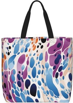 Generic Taches Violettes Et Bleues Sac &Agrave; Bandouli&egrave;re Imperm&eacute;able Tote Bag Pliable Sac Courses Pour Travail Shopping Universit&eacute;