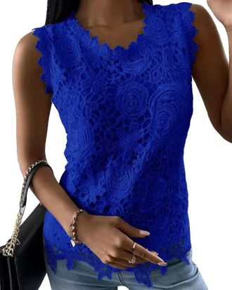 ORANDESIGNE Damen Spitzentop Basic Tank Tops Frauen T-Shirt Sommer Shirts Top Crop Tank Tops &Auml;rmelloses Top mit Spitze Damen Sexy Oberteil Party &Auml;rmellos Tunika T