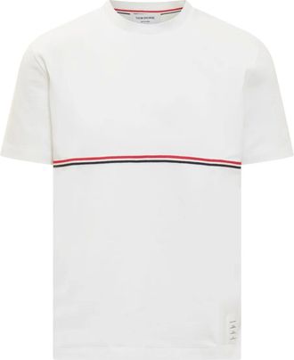 Thom Browne t-shirt &agrave; d&eacute;tails de rayures - Blanc