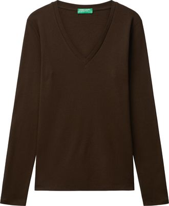 Benetton Damen M/L 3ga2e4245 T-Shirt, braun, Small