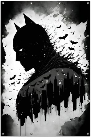 Wallario Outdoor-Poster f&uuml;r Garten oder Balkon W&auml;chter &uuml;ber der Stadt, Motivbanner Gr&ouml;&szlig;e: ca. 120 x 180 cm, Outdoor-Bild