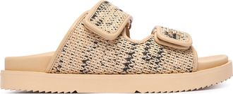 Tommy Hilfiger Pantoletten Tommy Hilfiger Double Strap Raffia FW0FW09122 Beige