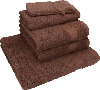 Betz 5-TLG. Handtuch - Set Nice Pack 100% Baumwolle 1 Duschtuch 2 Handtücher 1 Gästetuch 1 Waschhandschuh Farbe nuss