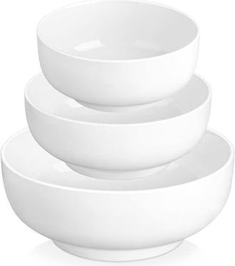 Malacasa S&eacute;rie REGULAR, Lot de 3 Bols &agrave; C&eacute;r&eacute;ales 800ml/1780ml/3400ml, Grands Bols &agrave; Soupe en Porcelaine pour Petit-d&eacute;jeuner, Salades, Nouilles, Fruits, Va au L