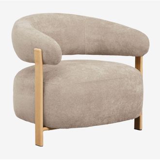 Sklum Fauteuil en tissu chenille et fer Jolie SKLUM Marron Bois Naturel