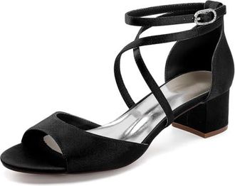 Generic Chaussures De Mariage Femmes Mode D&Eacute;t&eacute; Chunky Heels Sandales Mari&eacute;e Talons Bas Open Toe Dress F&ecirc;te High Heels 4.5Cm,Noir,39 EU