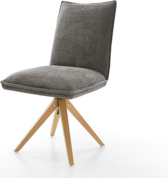 DELIFE Drehstuhl Lelio-Flex Boucl&eacute; Soft Schlamm Holzgestell kantig Natur 180&deg; drehbar Taschenfederkern, Esszimmerst&uuml;hle