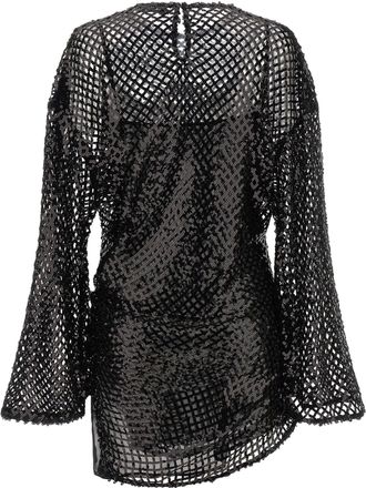 The Attico Sequin Mesh Dress - Black