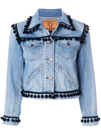Marc Jacobs veste en jean &agrave; d&eacute;tails de pompons - Bleu