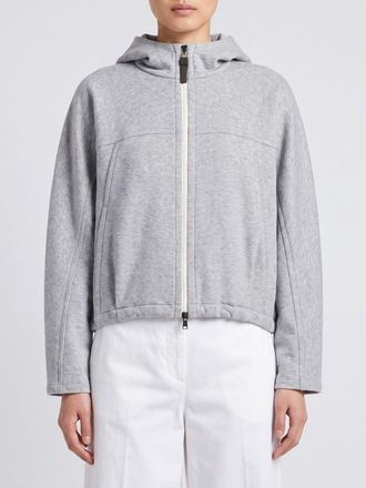 Brunello Cucinelli Kapuzen-Sweatjacke aus Baumwolle und Kaschmir mit Rei&szlig;verschluss