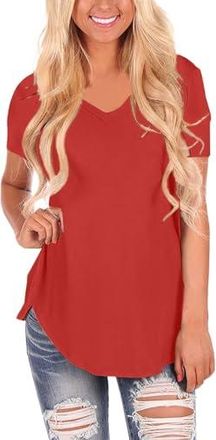 Generic Femme Tee Shirt Grande Taille D&eacute;contract&eacute;e Imprim&eacute; T-Shirt Hauts &Agrave; Manches Courtes D&eacute;t&eacute; Loose Basiques T-Shirt Sport Confortable Col Rond Haut Blouse 