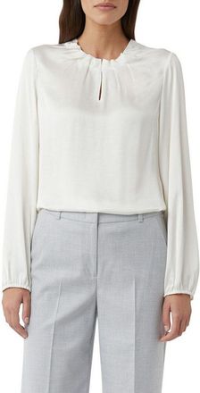 Comma Langarmbluse mit gerafften Kragen