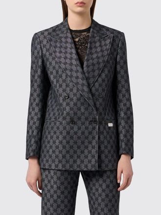 Philipp Plein Blazer crois&eacute; en coton avec monogramme jacquard et logo Hexagone