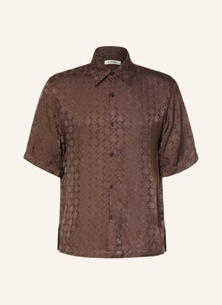 Sandro Sandro Kurzarm-Hemd Regular Fit Aus Jacquard braun