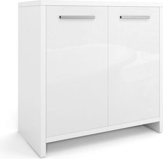 Vicco Meuble sous vasque simple Kiko, Blanc Haute brillance, 58 x 60 cm