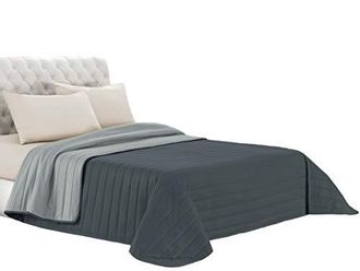 Italian Bed Linen Q-EL-1P Elegant Sommer Steppdecke hell dunkel grau, 100% Mikrofaser, 170x270cm