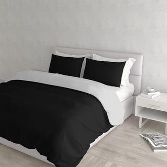 Italian Bed Linen Natural Color Doubleface Bettbezug, 100% Baumwolle, Turteltaube/Rauch, Doppelte