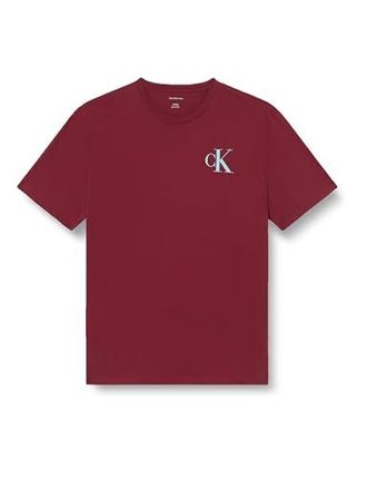 Calvin Klein T-Shirt Manches Courtes Homme Left Chest Logo Tee Slim Fit, Rouge (Renaissance Red), L