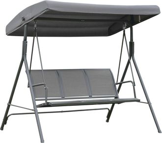OUTSUNNY Balancelle de jardin 3 places grand confort toit inclinaison r&eacute;glable assise et dossier ergonomique acier &eacute;poxy textil&egrave;ne beige
