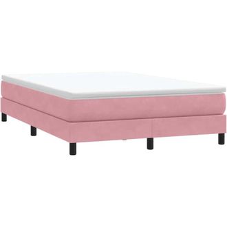 vidaXL Boxspringbett ohne Matratze Rosa 140x220 cm Samt vidaXL