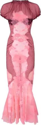 The Attico Femme, Robes, Rose, Taille: 36 FR Abito Midi Pizzo