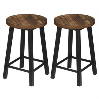 Woltu BH297hov-2 2er Set Esszimmerst&uuml;hle K&uuml;chenst&uuml;hle Wohnzimmerst&uuml;hle K&uuml;che St&uuml;hle aus Metall und Holzwerkstoff f&uuml;r Home und Wohnzimmer, Holz Vintage