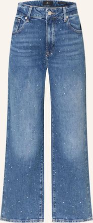 7 For All Mankind Straight Jeans Stovepipe Mit Schmucksteinen blau