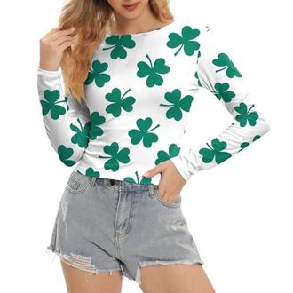 Generic 2026 T-shirt à manches longues imprimé tie and dye pour femme, blanc, XL