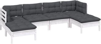 vidaXL Vidaxl - Salon de jardin 6 pcs avec coussins Blanc Bois de pin