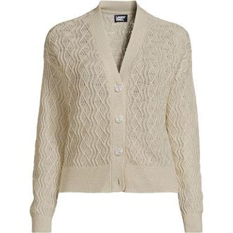 Lands End Cardigan aus Leinenmix, Damen, Gr&ouml;&szlig;e:36-38 petite, Wei&szlig;, Baumwolle/Leinen/Baumwoll-Mischung, by Lands End