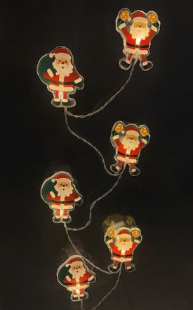Brandsseller Fensteraufkleber LED Weihnachts Lichterkette 6 warmweisse LED 6/18h Timer wiederverwendbar Batteriefach Santa Weihnachtsmann
