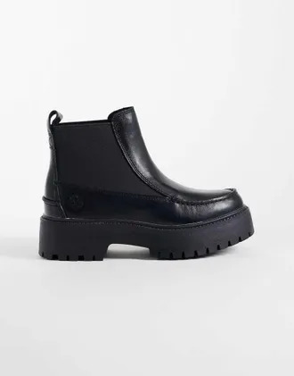 Timberland Stone Street bottines Chelsea mi-hautes en cuir pleine fleur noir