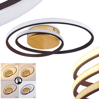 HOFSTEIN LED Deckenleuchte Leksund, moderne Deckenlampe aus Metall in Gold m. 2 Ringen, 22 Watt, 2200 Lumen, 3000 Kelvin, dimmbar über Lichtschalter