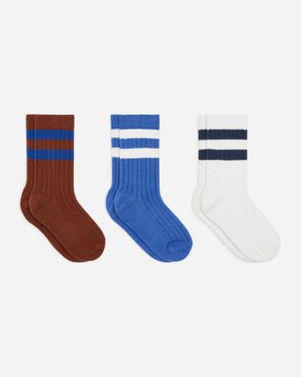 Arket Gerippte Socken 3er-Pack -Blau