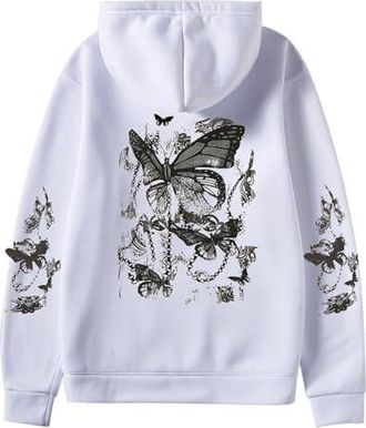 Generic 2026 Vestes &agrave; capuche en jean pour femme, d&eacute;contract&eacute;, baggy, sweatshirts streetwear, unisexe, blanc, 3XL