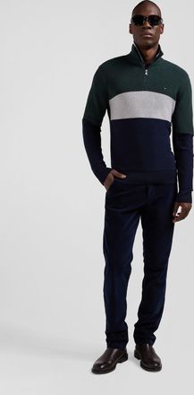 Eden Park Pull Col Camionneur Montant En Coton Vert &Agrave; Jeux De Maille Coupe Regular