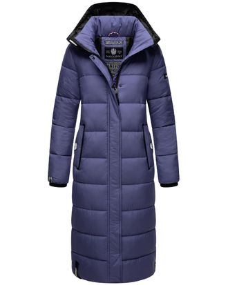 Navahoo Damen Wintermantel warmer Steppmantel lang mit abnehmbarer Kapuze Isalie Blue Violet Gr. XS