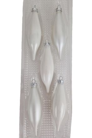 Riffelmacher & Weinberger Riffelmacher Christbaumschmuck Eiszapfen | 5er Set Weiß Matt & Glanz | Glas 10 cm | 29367