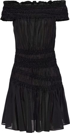 Tory Burch Schulterfreies Kleid mit Rüschen - Schwarz