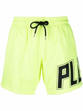 Philipp Plein Badeshorts mit Logo-Print - Gelb