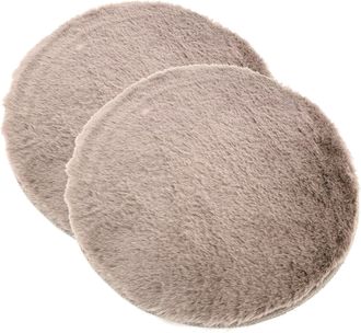 Heimtexland 2er Pack Sitzkissen Fellimitat Hase flauschig weich wärmend Stuhlauflage Kunstfell Vegan Fell Sitzauflage Bank Kissen Chalet Deko Holzbank Stuhlkissen