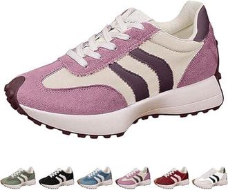 Generic Baskets &agrave; plateforme r&eacute;tro pour femme - Soutien confortable - Semelle &eacute;paisse - Chaussures de marche antid&eacute;rapantes - Chaussures de tennis de travail,