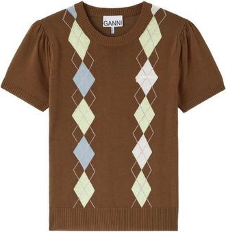 Ganni T-shirt - Femme - Tops - Brun - Taille: 40 FR