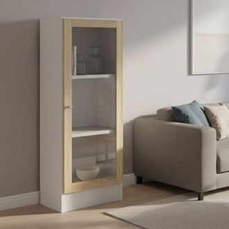 Dmora B&uuml;cherregal Alexiane, B&uuml;roregal, Mobiler Buchhalter, B&uuml;cherbrett, 41x28 h107 cm, Wei&szlig; und Eiche