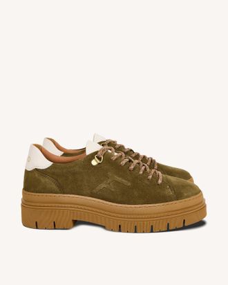 Faguo Chaussures en cuir su&egrave;de kaki