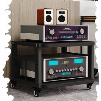 Generic HiFi-Rack, AV-Medienst&auml;nder Mit Rollen, 3/4/5-stufiger Audio-Video-Regal Verst&auml;rker Rack, Holz-Stereoschrank, Verstellbare Regale, CD-Player-St&auml;nder F