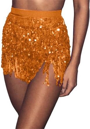 Generic Cha&icirc;ne de taille pour femme - Noir - &Eacute;charpe de hanche - Paillettes - Cha&icirc;ne de taille - Ceinture aveugle de mariage, Orange, taille unique
