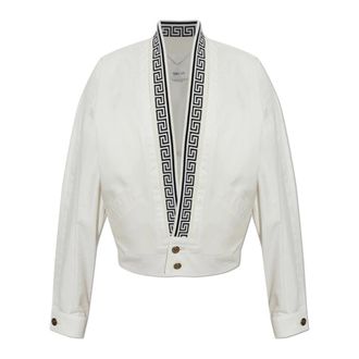 Versace Femme, Vestes, Blanc, Taille: 38 FR Veste avec un motif grec distinctif