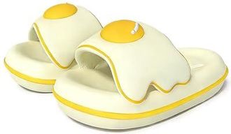 Generic Mules en forme doeuf au plat pour femme, 4 cm d&eacute;paisseur, chaussures d&eacute;t&eacute; mignonnes pour lint&eacute;rieur et lext&eacute;rieur, la plage, la piscine, jaune, 46/48 