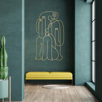 Generic Metall-Wandkunst, Metalldekor, modernes Linienkunst-Dekor f&uuml;r Paare, Moderne Wohndekoration (Gold, 31x53|79x135 cm)